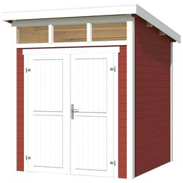 Gartenhaus Lasita Maja "Kibo 1", rot (schwedenrot), ohne Fu&szlig;boden, ohne Dacheindeckung, Holzwerkstoff, Gartenh&auml;user, Gartenhaus, Blochbohlenhaus 28mm, Fundamentmass 2000x2000, Schwedenrot