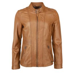 Lederjacke Mustang "Lederjacke Gloria", Damen, Gr. 3XL, braun (cognac), Obermaterial: 100% Lammleder LEL. Futter: 100% Polyester PES., Jacken Lederjacke