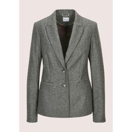 Madeleine Mode Jackenblazer MADELEINE "Blazer Eleganter Einreiher mit Kreidestreifen", Damen, Gr. 38, wei&szlig; (bleigrau, wollwei&szlig;, melange), Obermaterial: 67% Wolle mw. 30% Polyamid PA. 3% sonstige Fasern AF., Modern, tailliert, Blazer Jackenblazer, Stilvolles Kreidestreifen-Design
