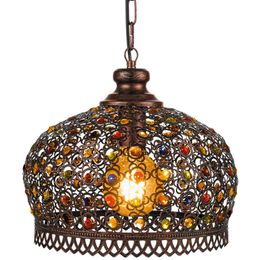 Eglo H&auml;ngeleuchte "JADIDA Pendellampe, IP20, E27, Stahl und Glas, Esstischlampe, Lampe", bunt (kupferfarben, bunt), 1, &Oslash; 33cm, Leuchten, H&auml;ngeleuchte, H110 x &Oslash;33 cm, kupferfarben-antik, 1X60W exkl., H&auml;ngeleuchte