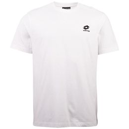 T-Shirt Lotto, Herren, Gr. M (48/50), wei&szlig; (hellwei&szlig;), 100% Baumwolle, unifarben, Rundhals, gerader Abschluss, Shirts T-Shirt, - mit dezenter Logostickerei