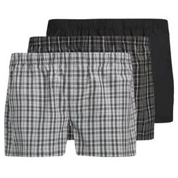 Jack & Jones Webboxer JACK & JONES "Web-Boxershorts JACMILANO WOVEN BOXERS 3 PACK 3er Pack", Herren, Gr. XL, schwarz (schwarz, grau), Obermaterial: 100% Baumwolle CO., Unterhosen
