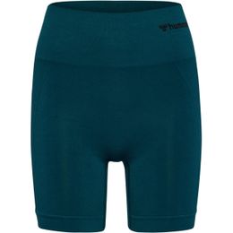 Shorts Hummel "hmlTIF SEAMLESS SHORTS", Damen, Gr. XS, N-Gr, blau (schwarz sea), Obermaterial: 85% Polyamid, 15% Elasthan, eng, Hosen Shorts