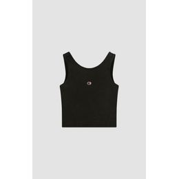 Tanktop Champion "ICONS WASH Crop Tank", Damen, Gr. M (40), schwarz (nbk), Obermaterial: 58% Baumwolle, 39% Polyester, 3% sonstige Fasern, Tops Tanktop