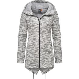 Kapuzensweatjacke Ragwear "Kapuzenstrickjacke Wingi Melange", Damen, Gr. XXL, grau (ash), Obermaterial: 56% Baumwolle CO. 44% Polyester PES. Futter: 100% Polyester PES., Sweatjacken Kapuzensweatjacke