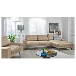 Ecksofa "CR.450, Designecksofa, L-Form", beige (beige 534, 20), B:274cm H:85cm T:178cm, Luxus-Microfaser (100% Polyester), CREATION BY ROLF BENZ, Sofas, Ecksofa, Armlehne breit und niedrig, Alugussf&uuml;&szlig;e in umbragrau, Breite 274 cm