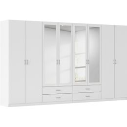 Kleiderschrank Rauch "Schrank Garderobe Ankleide GAMMA Breiten 91/136/181/226/271/315/360 cm", alpinwei&szlig;, griffe alu, B:360cm H:210cm T:54cm, Holzwerkstoff, Schr&auml;nke, Kleiderschrank, verschiedene Griff-Varianten, mit Spiegel TOPSELLER MADE IN GERMANY