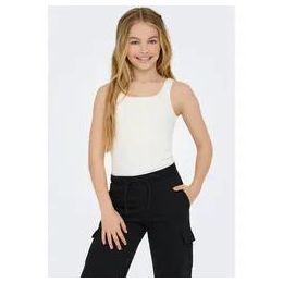 Tanktop KIDS Only "KOGEA S/L 2-WAYS TOP JRS NOOS", M&auml;dchen, Gr. 110/116, wei&szlig; (cloud dancer), Jersey, Obermaterial: 94% Polyamid, 6% Elasthan, unifarben, regular fit h&uuml;ftbedeckend, Rundhals, Tops Tanktop, in cleaner Optik