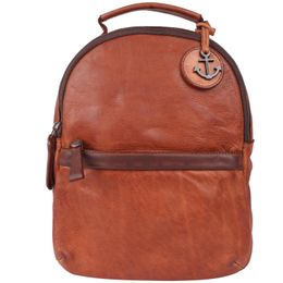Cityrucksack Harbour 2nd "Carissa", Herren, Gr. B/H/T: 22cm x 9cm x 27cm, braun (cognac), Rindsleder, Rucks&auml;cke Cityrucksack, Freizeitrucksack Arbeitsrucksack Schulrucksack