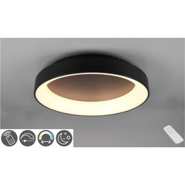 Trio LEUCHTEN LED Deckenleuchte "GIRONA", schwarz, 1, &Oslash; 60cm H: 12cm, 1 Stk., Leuchten, integrierter Dimmer, Lichtfarbe stufenlos einstellbar, Nachtlicht, LED Deckenleuchte