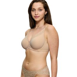 Minimizer-BH Triumph "Amourette W01", Damen, Gr. 80, Cup E, beige (natur), Obermaterial: 68% Polyamid, 32% Elasthan, unifarben, BHs Minimizer-BH, verkleinert die Brust optisch um eine Cup-Gr&ouml;&szlig;e