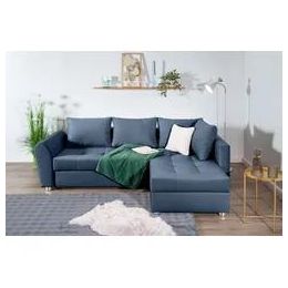 Ecksofa Collection AB "Jana L-Form, B: 220 cm", blau (petrol), B:220cm H:42cm T:161cm, 100%Polyester, Sofas, Ecksofa, Bettfunktion, Bettkasten & 1 Zierkissen, Federkern