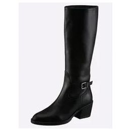 Stiefel Heine, Damen, Gr. 38, schwarz, Glattleder, Leder, Rindsleder, Schuhe Stiefel