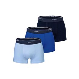 Boxershorts Gant "Boxershort 3er Pack", Herren, Gr. M, blau (hellblau, blau, dunkelblau), Obermaterial: 95% Baumwolle CO. 5% Elasthan EL., Unterhosen Boxershorts