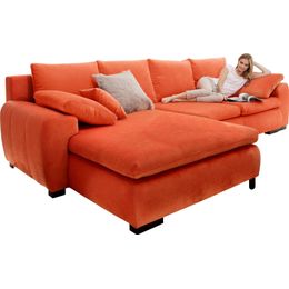Ecksofa Home Affaire "Cara Mia L-Form, B: 325 cm - OTTO. Verl&auml;ssliche Qualit&auml;t.", orange, B:325cm H:87cm T:183cm, Luxus-Microfaser Vintageoptik (100% Polyester);Microfaser Antiklederoptik (100% Polyester), Sofas, Ecksofa, mit 4 Zierkissen, optional Bettfunktion & Bettkasten