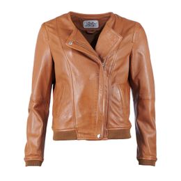 Bikerjacke JCC "Lederjacke 31019225_1", Damen, Gr. XL, braun (cognac), Obermaterial: 100% Lammnappaleder LANA. Futter: 100% Baumwolle CO., Jacken Bikerjacke
