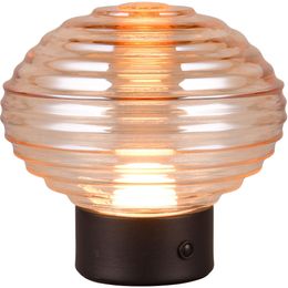 REALITY LEUCHTEN LED Tischleuchte "EARL", schwarz (amber schwarz), 1, &Oslash; 15,5cm H: 14,5cm, 1 Stk., Leuchten, kabellose Akku Tischlampe, Glasschirm, USB-C Ladekabel, Touchdimmer, LED Tischleuchte