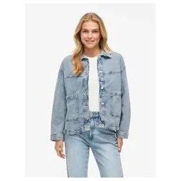 Jeansblazer Vila "VIJAF L/S DENIM JACKET - NOOS", Damen, Gr. 34, blau (light blau denim detail:065), Denim/Jeans, Obermaterial: 99% Baumwolle, 1% Elasthan, unifarben, regular fit h&uuml;ftlang, Blazer