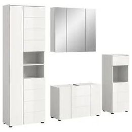 Badm&ouml;bel-Set Welltime "Biel, H&ouml;he 190 cm, Hochschrank, Unterschrank, Spiegel, Standschrank", wei&szlig; (wei&szlig; melamin), B:210cm H:190cm T:34cm, Kastenm&ouml;bel-Sets, Badm&ouml;bel-Set, Bad Set, modernes Design, Hochschrank, Unterschrank, Spiegel