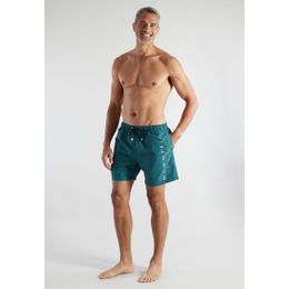 Badeshorts Bugatti, Herren, Gr. 12, N-Gr, gr&uuml;n, mittel, uni, Popeline, Obermaterial: 100% Polyester, Badehosen Badeshorts, basic, mit Logo, mit Kordelzug, bequem