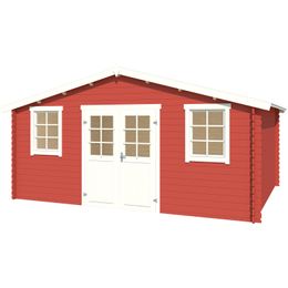 Gartenhaus Lasita Maja "Udo 300", rot (schwedenrot), ohne Fu&szlig;boden, ohne Dacheindeckung, Holzwerkstoff, Gartenh&auml;user, Gartenhaus, Blochbohlenhaus 28mm, Fundamentmass 4800x3000, Schwedenrot