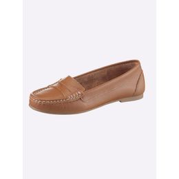 Slipper Casual Looks, Damen, Gr. 39, cognac, Leder, Schuhe Slipper