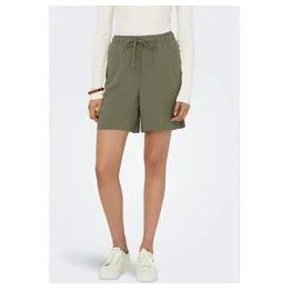 Shorts Only "ONLSIESTA MW PULL-UP LIN BL SHORTS NOOS", Damen, Gr. M (38), N-Gr, gr&uuml;n (deep lichen gr&uuml;n), Jersey, Obermaterial: 80% Viskose, 20% Leinen, unifarben, loose fit kniefrei, Hosen Shorts, loose fit, Jersey, Viskosemischung, elastischer Bund, unifarben