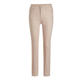 2-in-1-Hose GOLDNER "Kurzgr&ouml;&szlig;e Kn&ouml;chellange Jeans CARLA in Braun", Damen, Gr. 24, K-Gr, beige (beige, gemustert), Obermaterial: 62% Baumwolle CO. 35% Polyester PES. 3% Elasthan EL., Hosen 2-in-1-Hose