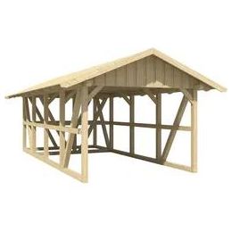 Skan Holz Einzelcarport SKANHOLZ "Schwarzwald", grau (schiefergrau), B/H/T: 424cm x 220cm x 772cm, Carports, mit Abstellraum, mit Dachschalung