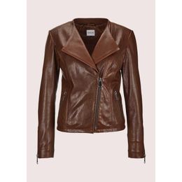 Madeleine Mode Lederjacke MADELEINE "Lederjacke Lederjacke im Biker-Style", Damen, Gr. 38, braun (nussbraun), Obermaterial: 100% Lammnappaleder LANA., Modern, normal, Jacken Lederjacke
