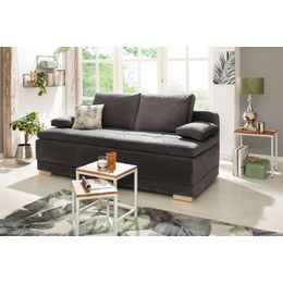 Schlafsofa OTTO HOME "Berlin", grau (dunkelgrau), B:202cm H:99cm T:98cm, Samtoptik (100% Polyester), Sofas, Schlafsofa, Dauerschl&auml;fer mit Boxspringfederung, Bettfunktion und Bettkasten