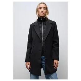 Wollmantel Street One, Damen, Gr. 44, obsidian blau, Stoff, Obermaterial: 90% Polyester, 10% Viskose; Futter: 100% Polyester; Inlay: 100% Polyester, unifarben, comfort fit normal, V-Ausschnitt, normaler Saum, M&auml;ntel, in Woll-Optik