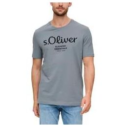 T-Shirt s.Oliver, Herren, Gr. 3XL, grau (mid grau), Single Jersey, Obermaterial: 100% Baumwolle, bedruckt, regular fit h&uuml;ftlang, Rundhals, abgesteppte Kante, Shirts T-Shirt, mit Logo-Print