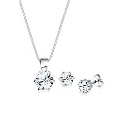 Ohrring und Ketten Set Elli "Schmuckset 925 Sterling Silber, mit Kristallen von Swarovski" Gr. 45, wei&szlig;, Schmuck_Sets, Damen, 45, Ohrring und Ketten Set