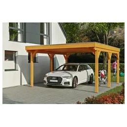 Skan Holz Einzelcarport SKANHOLZ "Grunewald", braun (hellbraun), B/H/T: 395cm x, Carports, mit EPDM-Dach
