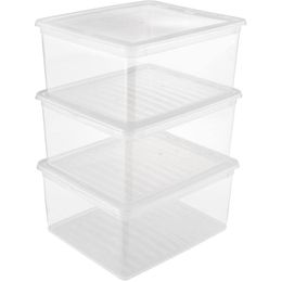 Aufbewahrungsbox keeeper "bea, clearbox mit Air Control-System", transparent, B:33,5cm H:18cm T:39cm, Polypropylen, Aufbewahrungsboxen, Aufbewahrungsbox, 3 x 18 l, stapelbar, 39 x 33,5 x 18 cm