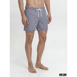 Jack & Jones Badeshorts JACK & JONES "JPSTMAUI BREEZE MINI STRIPE SWIM SRT SN", Gr. L, N-Gr, navy blazer, Web, Polyester, bedruckt, gestreift, Badehosen Badeshorts, Kunstfaser, normal geschnitten