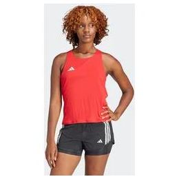 Lauftop Adidas PERFORMANCE "ADIZERO E TANK", Gr. XS, rot (team power rot 2), Obermaterial: 100% Polyester, Rundhals, Tops