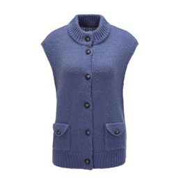 Strickjacke GOLDNER "Strickweste mit aufgesetzten Taschen", Damen, Gr. 54, blau (schieferblau), Obermaterial: 100% Polyacryl PAN., gerade, keine/nicht relevant, Strickjacken Strickjacke, keine/nicht relevant