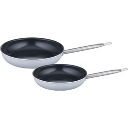 Pfannen-Set GSW "Gastro Basic, Gastro-Qualit&auml;t", grau (grau, schwarz), H:6,5cm, Pfannen, Pfannen-Set, VITAFLON QUARZIT Antihaft-Versiegelung, Induktion