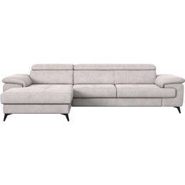 Ecksofa COTTA "Astra L-Form, B: 300 cm", snow, B:300cm T:169cm, 100% Polyester (PES), Sofas, Ecksofa, mit Kopfteilverstellung, optional Bettfunktion & Bettkasten