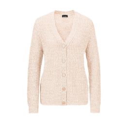 Strickjacke GOLDNER "Langarm Strickjacke mit V-Ausschnitt", Damen, Gr. 40, rosa (ros&eacute;, wei&szlig;, gemustert), Obermaterial: 54% Baumwolle CO. 27% Polyacryl PAN. 19% Polyester PES., Basic, gerade, Rippe, Strickjacken Strickjacke, Multicolor-B&auml;ndchengarn