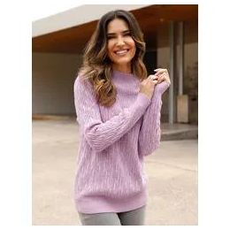 Strickpullover Classic Basics "Langarm-Pullover", Damen, Gr. 46, lila (orchidee, meliert), 100% Polyacryl, meliert, Pullover Strickpullover