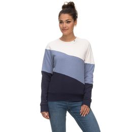 Sweater Ragwear "JOHANKA BLOCK", Damen, Gr. 3XL, bunt (stone blau), Sweatware, Obermaterial: 65% Baumwolle, 35% Polyester, kontrastfarbene Details, mehrfarbig, regular fit h&uuml;ftlang, Rundhals, Raglan&auml;rmel Rippb&uuml;ndchen, Sweatshirts Sweater, Crew Neck im Color-Blocking Design