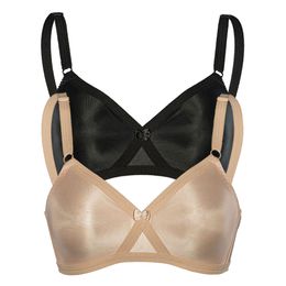 Sassa Mode Soft-BH SASSA "2er Pack Soft BH mit Kreuzblende Functional Bras", Damen, Gr. 80, Cup B, bunt (puder schwarz), Obermaterial: 88% Polyamid PA. 12% Elasthan EL., BHs Soft-BH