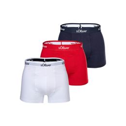 Boxershorts s.Oliver "Boxershort 3er Pack", Herren, Gr. M, bunt (rot, marine, wei&szlig;), Obermaterial: 92% Baumwolle CO. 8% Elasthan EL., Unterhosen Boxershorts