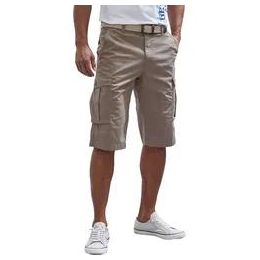 Cargobermudas John Devin "aus elastischer Baumwollmischung", Herren, Gr. 36, N-Gr, braun, Web, Obermaterial: 76% Baumwolle, 21% Nylon, 3% Elasthan, unifarben, bequem kniebedeckend, Hosen, mit Seitentaschen, 3/4 Shorts