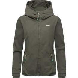 Outdoorjacke Ragwear "Outdoorjacke Dizzie A YOUMODO", Damen, Gr. L, gr&uuml;n (schwarz olive), Obermaterial: 68% Baumwolle CO. 32% Nylon NY., Jacken Outdoorjacke
