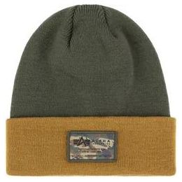 Skim&uuml;tze Alpha Industries "Crew C Label Beanie", Herren, Gr. onesize, gr&uuml;n (schwarz olive), Obermaterial: 100% Polyacryl, M&uuml;tzen
