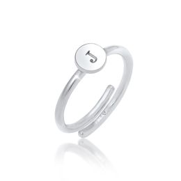 Silberring Elli "Ring Verstellbar Initiale Kreis 925 Sterling Silber", silber, Fingerringe, Damen, Silber 925 (Sterlingsilber), Silberring
